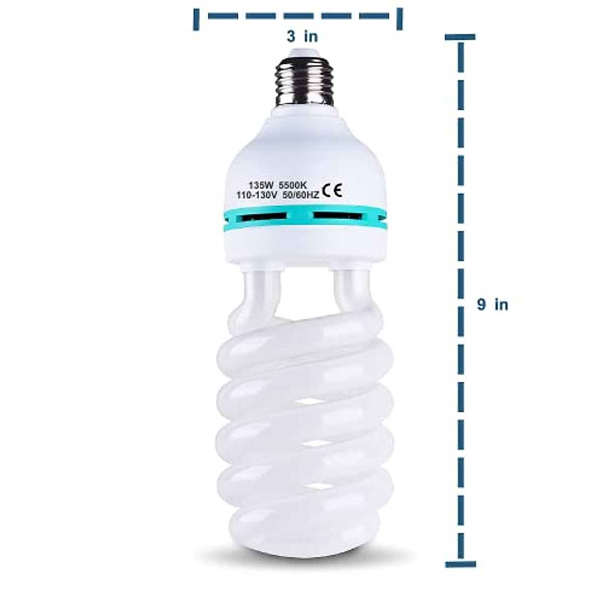 2Pcs 135W Light Bulb 5500K CFL Roas Daylight Spiral Softbox Lighting Kit Bulb in E27/E26 Socket for Photography Photo Box (85w-2p), 135w-2p