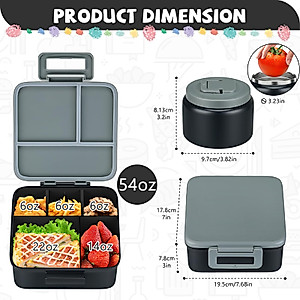 MAISON HUIS Bento Lunch Box for Kids With 8oz Soup Thermos, Leakproof Lunch Compartment Containers with 4 Compartment Bento Box, Thermos Food Jar and Lunch Bag, BPA Free,Travel, School(Unicorn)