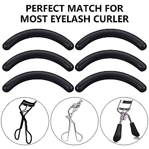 Harapu Curler Refills Eyelash Curler Refill Pads Silicone Rubber Curler Replacement Refills Pads for Universal Eyelash Curler with a Clear Storage Box, Black, 12 Pcs