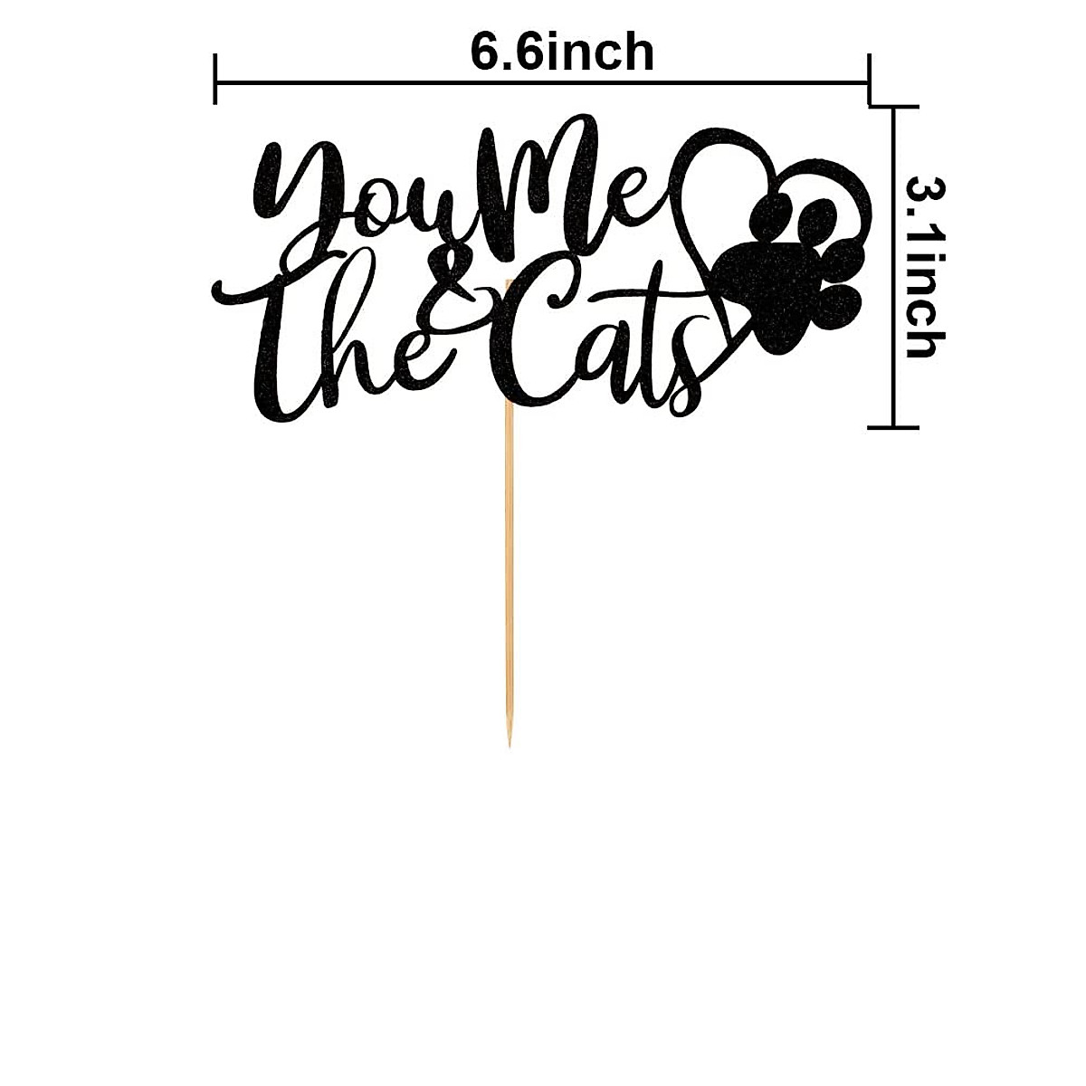 You Me & the Cats Cake Topper, Mr & Mrs Wedding Cake Decors, Bride and Groom Wedding Party Decorations, Cat Lovers Party Supplies, Black Glitter