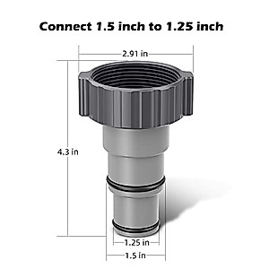 SHAPON Replacement Hose Adapter w/Collar for Threaded Connection Pumps & Plunger Valve, Converts 1.5" and 1.25" Hoses for Intex Above Ground Swimming Pool, Pool Accessories (2 Pack)