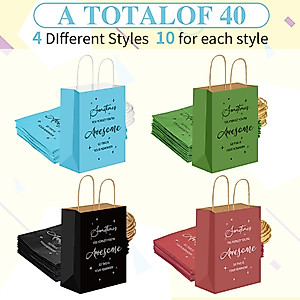 Noveread 40 Pcs Thank You Gift Bags with Handles Employee Appreciation Gift Bags Kraft Paper Party Favor Goodie Bags for Coworker Colleague Women Teacher Christmas Birthday Gift, 8.3 x 4.3 x 10.6 Inch