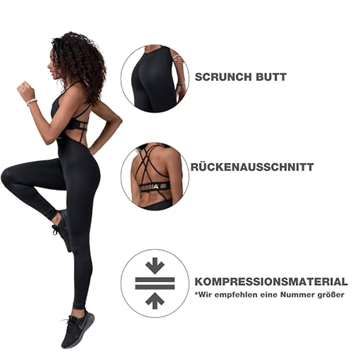 NEBBIA Intense Golden Overall 595 (Medium, Black)