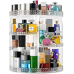360 Rotating Makeup Organizer Countertop, Clear Acrylic Large Perfume Organizer, Organizador De Perfumes, 7 Layers Make Up Organizer and Storage Fits for Vanity and Bathroom - Plus Size Clear