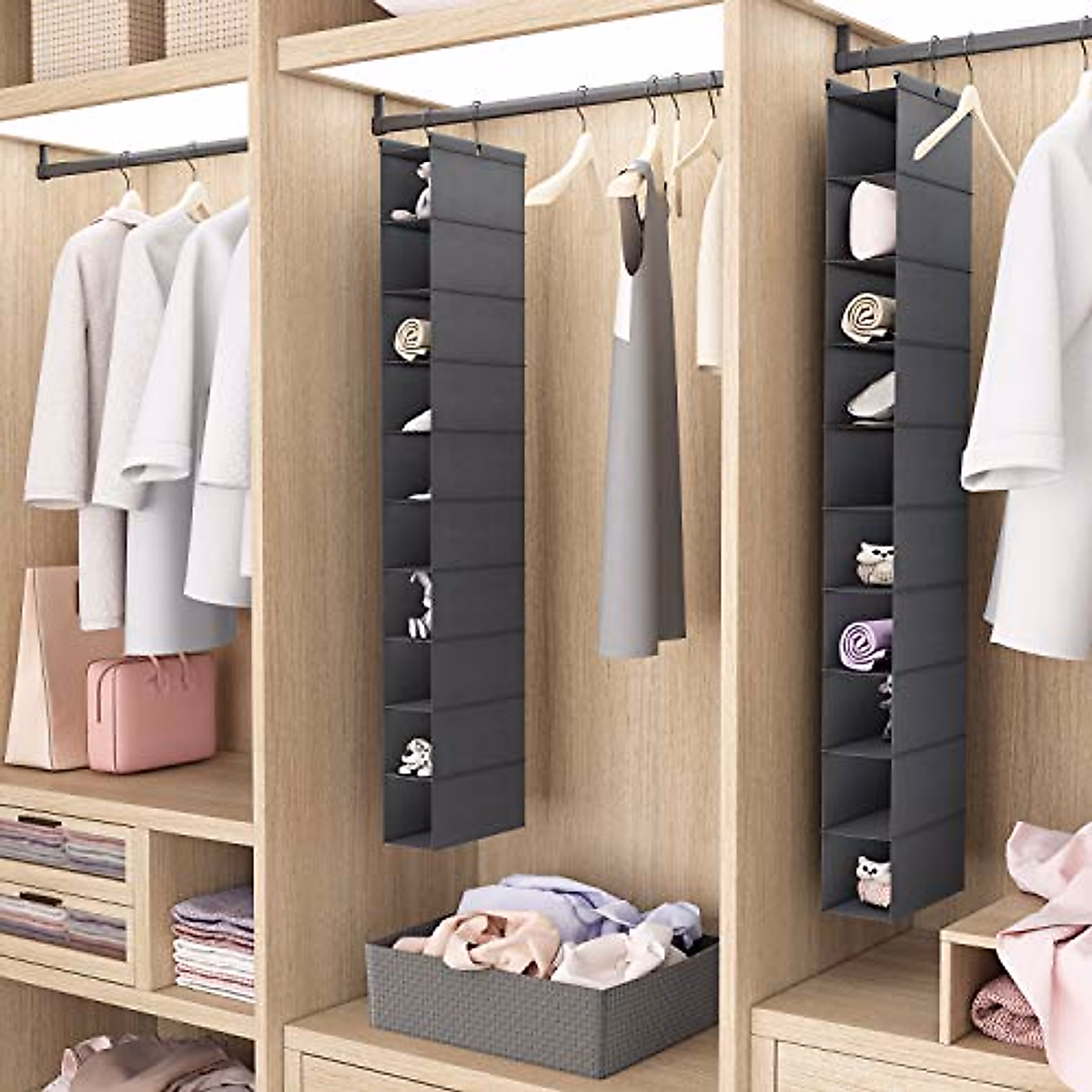 MAX Houser 10-Shelf Hanging Shoe Shelf Organizer, Hanging Shoe Storage for Closet (Grey)