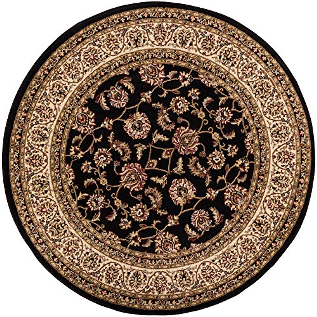 Well Woven Barclay Sarouk Black Traditional Area Rug 5'3" Round