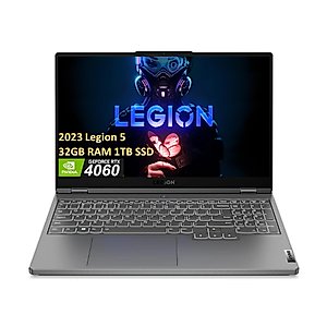 2024 Lenovo Legion 5 Gaming Laptop (15.6" 2K QHD 165Hz, AMD Ryzen 7 7735HS, 32GB DDR5 RAM, 1TB SSD, RTX 4060 8GB, 8-Core (Beat i7-12700H)) Backlit, Ethernet, Wi-Fi 6, Win 11 Home, Storm Grey