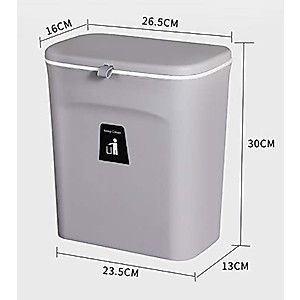 Waste Container Hanging Trash Can, Wall Mount bin with lid, Kitchen Cabinet Door, Bathroom, bar top, Double Action lid