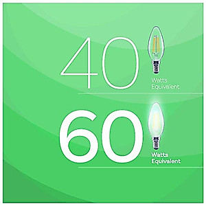 Asencia AN-03676 60 Watt Equivalent B11 All Glass Vintage Filament Dimmable LED Light Bulb, E12 Candelabra Base, 6-Pack, 6 Pack, Daylight (5000K)