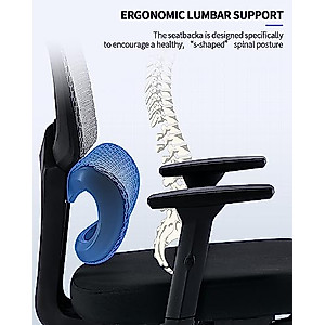 Ergonomic Office Chair with Foot Rest, Rubber Wheels Desk Chair with Lumbar Support, Adjustable Headrest & 3D Armrest, Mesh Computer Chair for Adults, Reclining Home Office Chair BlackGray