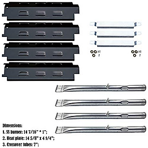 Direct Store Parts Kit DG259 Replacement for Charbroil Grill 463436213,463436215; Thermos 466360113 Repair Kit (SS Burner + SS Carry-Over Tubes + Porcelain Steel Heat Plate)