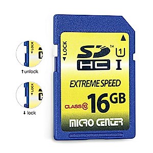 16GB Class 10 SDHC Flash Memory Card Standard Full Size SD Card USH-I U1 Trail Camera Memory Card by Micro Center (2 Pack)