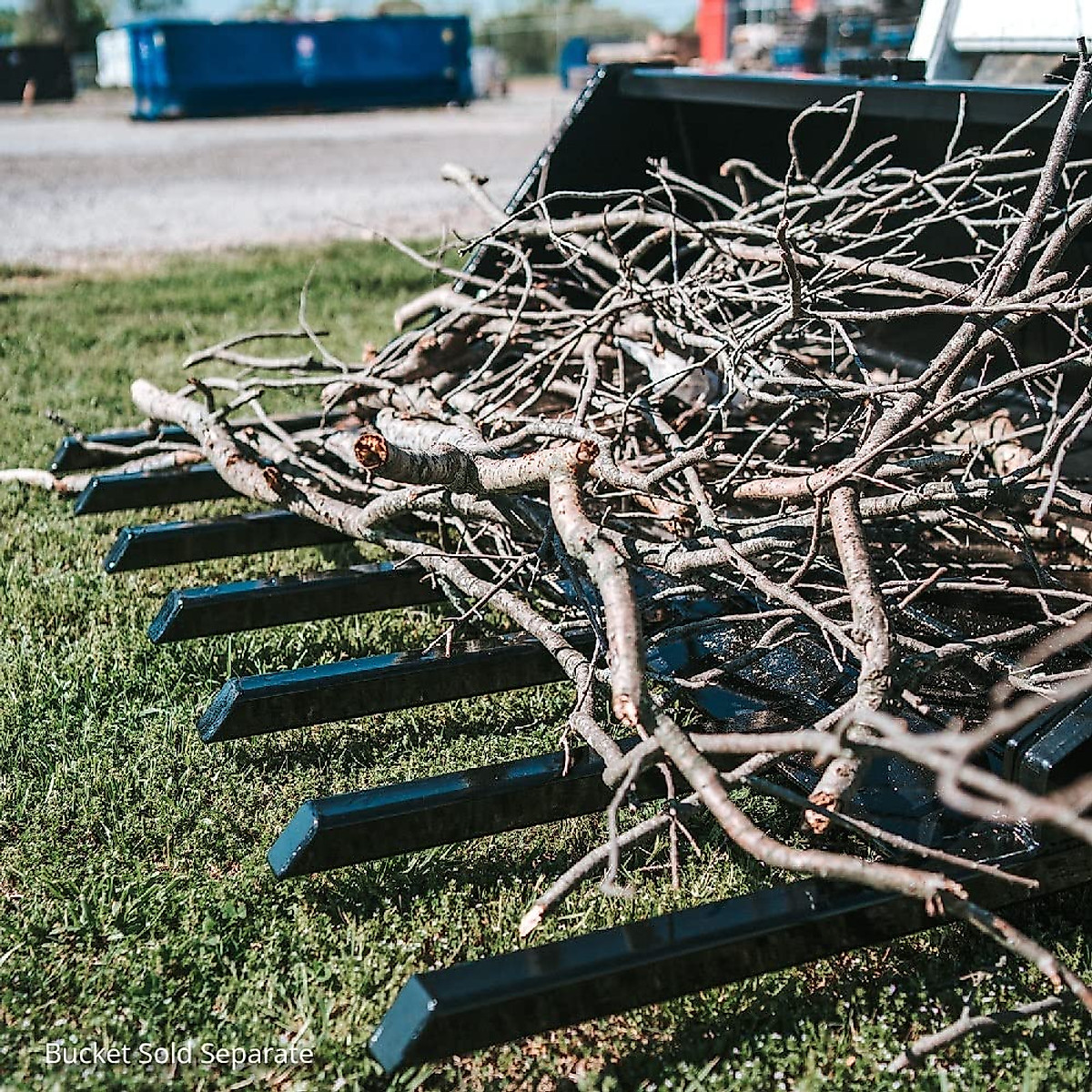 Titan Attachments 21" Fork Length Clamp-On Debris Forks V2, Fits 72" Loader Buckets, Skid Steers, Rated 5,320 LB Capacity