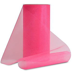 Expo International Shiny 6-Inch Tulle Spool, 25-Yard, Neon Pink