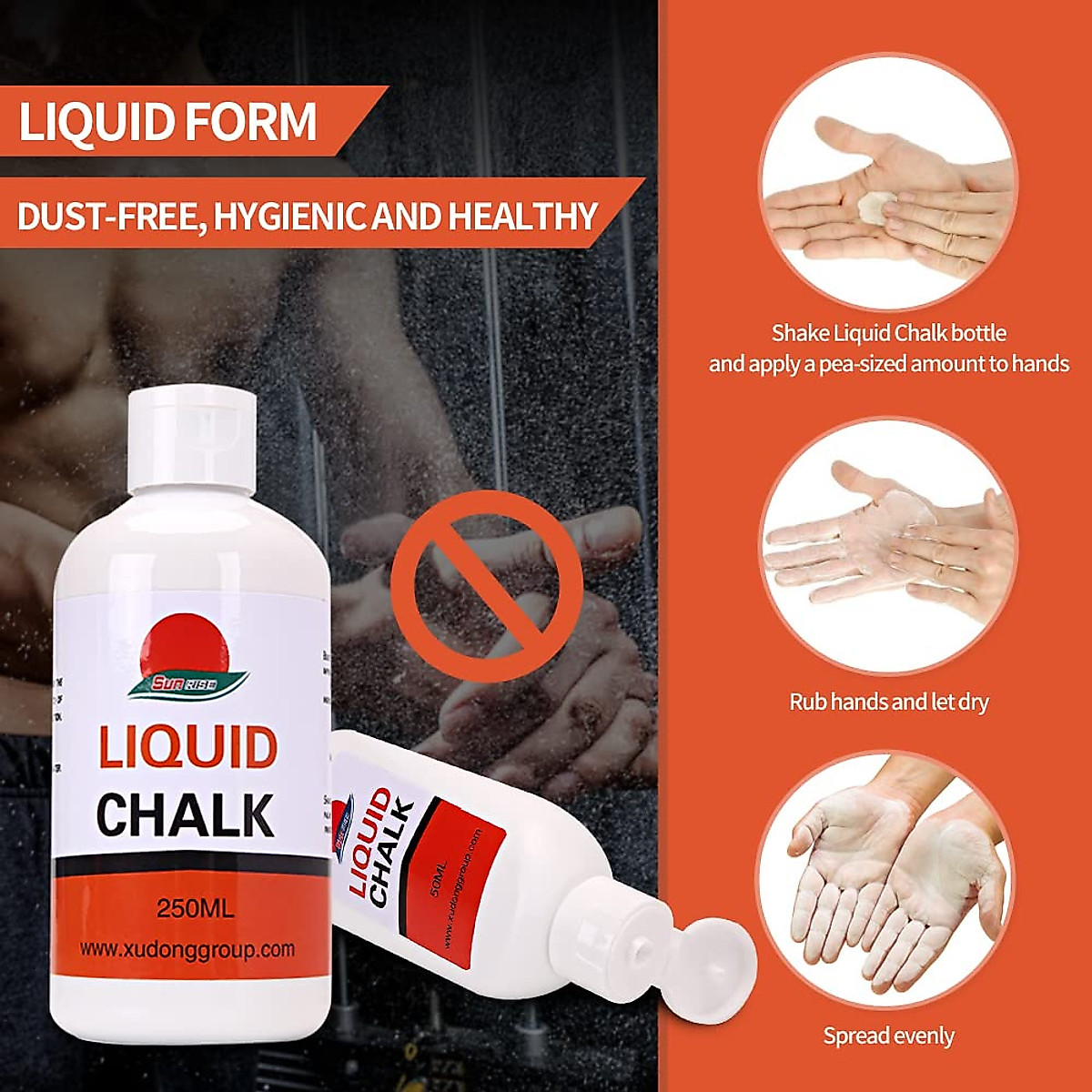 Liquid Chalk, Mess-Free Gym Chalk for Weightlifting, Sports Chalk, Gym Chalk,Work Out Chalk Liquid Fit Grip, Rock Climbing Chalk, Sweat-Resistant and Long Lasting for Stronger Grip (50ml / 1.76 OZ)
