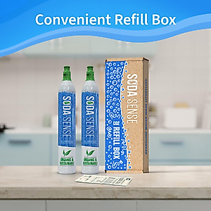 Soda Sense 60L Threaded CO2 2 Pack Canister Refill, Compatible w/All Threaded 'Screw-In' Soda Makers Including SodaStream [Excludes ART, TERRA & DUO]
