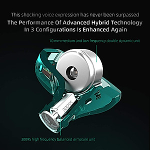 KZ ZST X in-Ear Monitors, Upgraded Dynamic Hybrid Dual Driver ZSTX Earphones, HiFi Stereo IEM Wired Earbuds/Headphones with Detachable Cable for Musician Audiophile (Without Mic, Cyan)