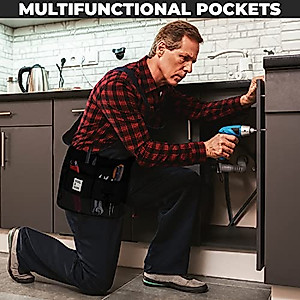 Soil and Sun Black Utility Belt Pouch - Size Adjustable Garden Apron for Women with Pockets - Durable Canvas Garden Tool Belt for Women - Multi-Pocket Waist Caddy Gardening Belt