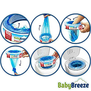 BabyBreeze Diaper Pail Refill Bags Compatible with Playtex Diaper Genie Pails Odor Absorbing Diaper Disposal Trash Bags - 840 Count (3-Pack)
