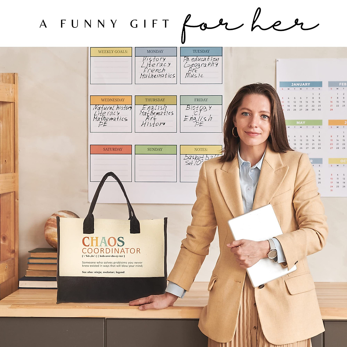 Thank You Gifts for Women, Teacher, Coworker, Boss - Boss Lady Gifts for Women, Coworker Gifts - Administrative Professional Day Gifts - Employee Appreciation Gifts, Chaos Coordinator Gifts - Tote Bag