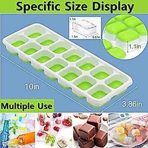 Ice Cube Tray with Lid 4 Pack, EDEFISY Reusable 14-Ice Cube Trays Easy-Release & Flexible Ice Trays for Freezer wit Lid for Chilled Drinks, Whiskey and Cocktails, Green