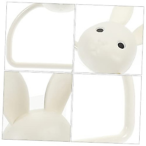 FONDOTIN 2pcs Towel Rack Wall Hanger Hooks Towel Rack Wall Mounted Beach Towel Clip Bath Towel Holder Round Towel Holder Year of Rabbit Decoration Towel Hanger Cartoon Towel Holder White