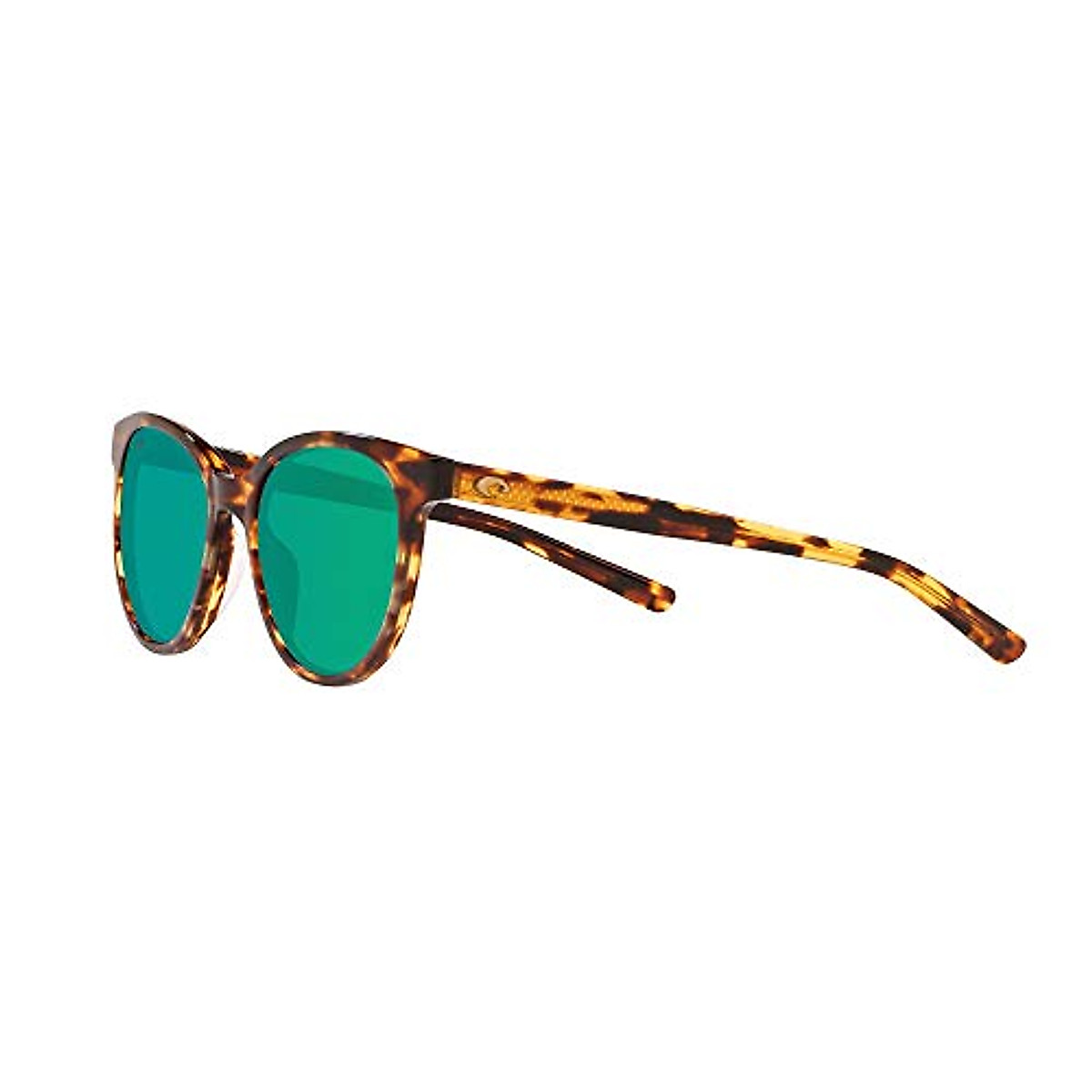 Costa Del Mar Womens Isla Round Sunglasses, Shiny Tortoise/Copper Green Mirrored Polarized-580G, 53 mm