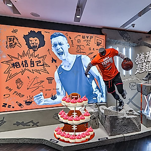 Sports Theme Party Cupcake Stand Decorations, 3 Tier Sports Theme Party Cupcake Tower Basketball Football Baseball Soccer Birthday Party Table Decor