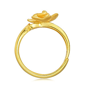 CHOW SANG SANG Chinese Wedding Collection 999.9 24K Gold Price-by-Weight 4g Gold Floral Ring (Adjustable) for Women 90353R