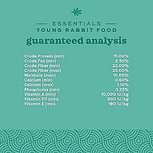 Oxbow Essentials Young Rabbit Food, All Natural Rabbit Pellets, High Energy & Calcium, Made in the USA, All Natural Vitamins & Minerals, Veterinarian Recommended, 5 lb