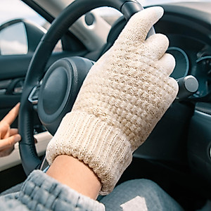 Trifabricy Womens Winter Gloves - Warm Soft Touchscreen Winter Gloves for Women, Elastic Cuff Knit Texting Gloves for Cold Weather, 2 Pairs