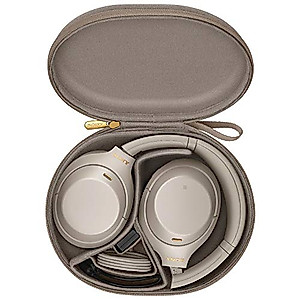 Sony WH1000XM4/S Premium Noise Cancelling Wireless Over-The-Ear Headphones Bundle with Deco Gear Wood Headphone Display Stand and Protective Travel Carry Case
