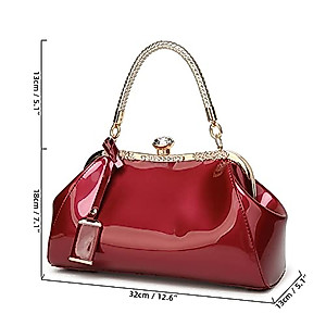 ROUROU Glossy Patent Leather Handbag for Women Top Handle Tote Bag Evening Shoulder Bag Wedding Satchel Retro Purse