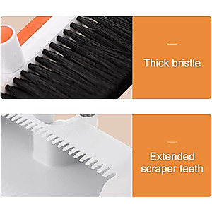Broom Dustpan Set, Indoor 360° Rotatable Standing Storage Buckle Broom and Dustpan Set with Scraping Teeth and Squeegee Deep Cleaning Room and Dustpan Set for Home, Office