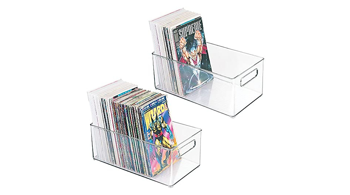 mDesign Clear Storage Organizer Bins for Gaming Supplies