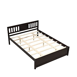 HAUSHECK Queen Bed Frame w/Headboard, Modern Platform Bed with 12" Under Storage Space, Queen Wood Bed Frame No Box Spring Needed for Kids, Teen, Adults, Wooden Slats Support Mattress Foundation