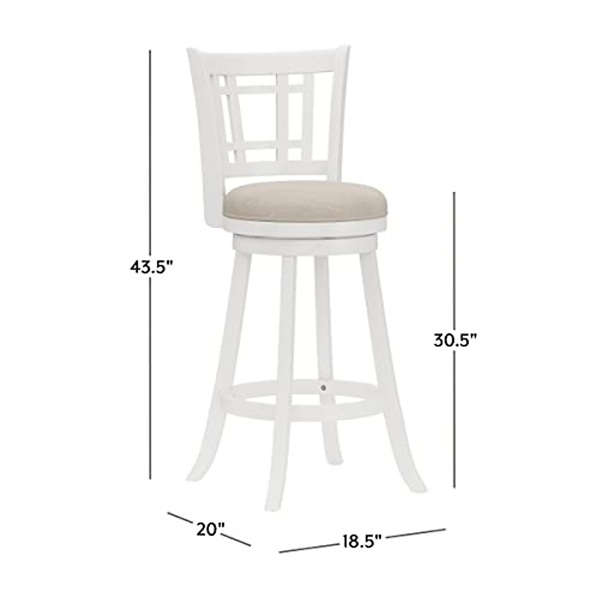 Hillsdale Fairfox Swivel Bar Stool, Barstool, White