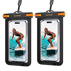 Lamicall Waterproof Phone Pouch Case - [2 Pack][Easy Lock & Heavy Duty] IPX8 Water Proof Cell Phone Dry Bag for iPhone 14 13 12 11 XS XR X Pro Max Plus Mini, S22 S21 Ultra, more 4-7" Cellphones, Black