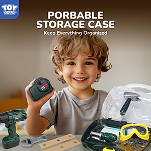 STEAM Life Kids Toddler Tool Set for Boys with Electric Toy Drill, Toy Tool Set for Toddlers, Kids Tool Box with Toy Hammer, Baby Tool Set, Tool Set for Kids Ages 3-5, Kids