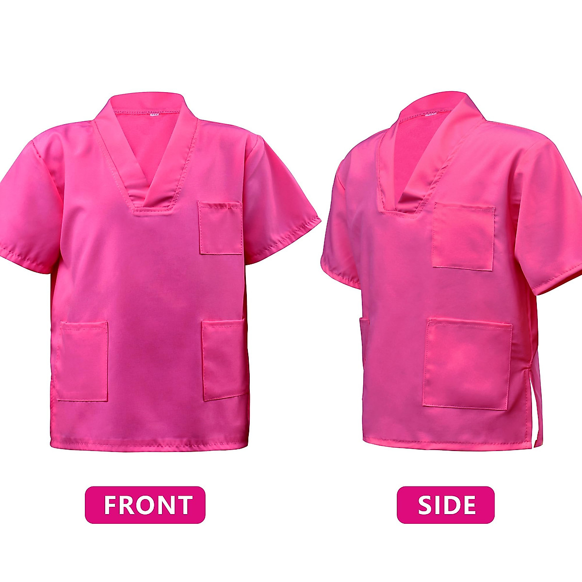 ZZIHAN Doctor Costume for Kids Rose Scrubs Sets Nurse Scrubs Costume Veterinarian Costume Doctor Coat Accessories Toys Stethoscope Nursing Clipboards Girl 7-8 Brithday Party Halloween Dress Up