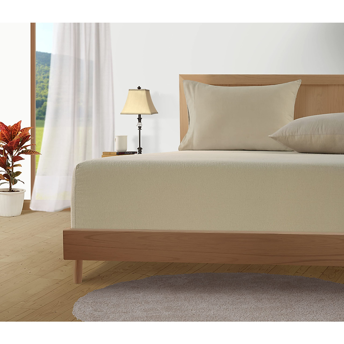 Lane Linen 100% Cotton Flannel Sheets Set - Full Size Flannel Bedding, 4-Piece Luxury Bed Sheets - Lightweight, Brushed for Extra Softness, Warm, Cozy, 15' Deep Pocket (Fits Upto 17' Mattress) - Linen