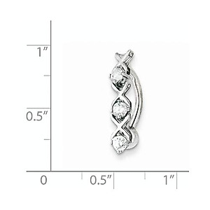 JewelryWeb Solid 14k Yellow or White Gold XO Cubic Zirconia CZ Top Mount Belly Button Ring Dangle (4mm x 20mm) (White-Gold)