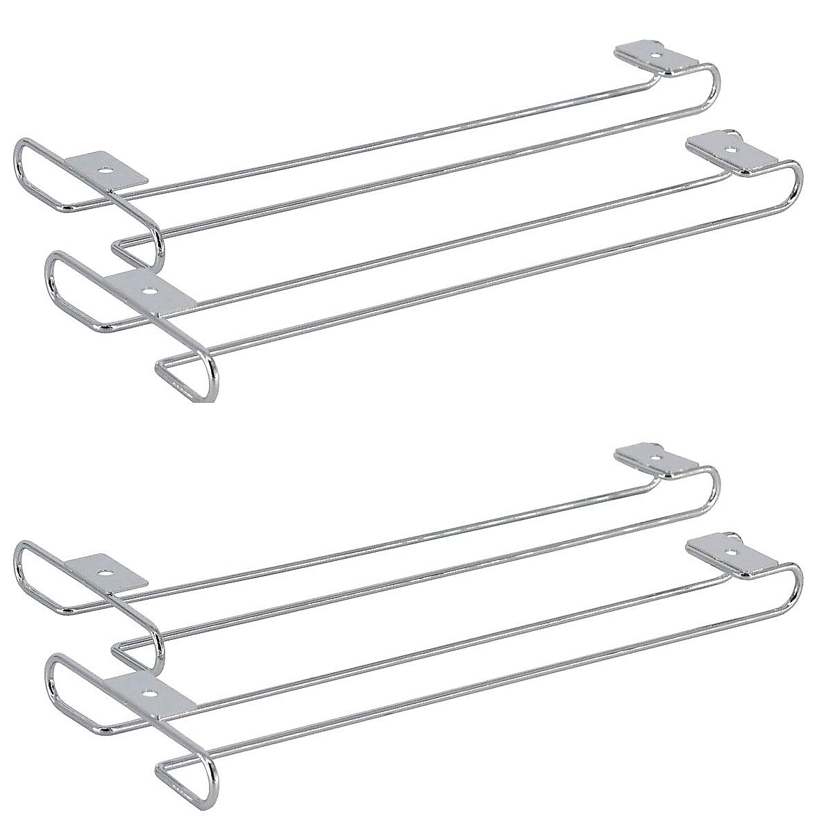 Top Stage DisplayGifts Wine Glass Stemware Chrome Rack Holder Hanger For Kitchen Home Bar Mount Under Cabinet Pack of 4