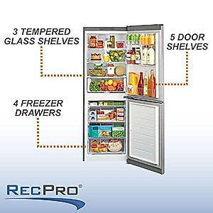 LG RV Refrigerator LBNC10551V 10.1 Cu. Ft. Refrigerator with Bottom Freezer in Platinum Silver with Reversible Door Refrigerator 110V