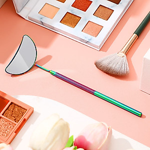 2 Pieces Lash Mirror Eyelash Extension Mirror Half-moon Shape Lash Mirror Stainless Steel Eyelash Mirror Tool Large Eyelash Inspection Mirror for Women Girls Makeup Supplies