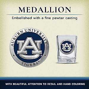 Heritage Pewter University of Auburn Square Shot Glass | Hand-Sculpted 1.5 Ounce Shot Glass | Intricately Crafted Metal Pewter Alma Mater Inlay