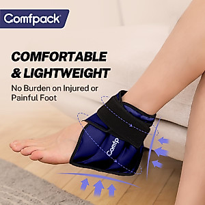 Comfpack Ankle Ice Pack Wrap for Swelling, Heel Ice Pack for Pain Relief, Hot Cold Therapy Foot Ice Pack Wrap for Plantar Fasciitis, Achilles Tendonitis, Ankle Sprain, Swelling, Heel Spur, Navy