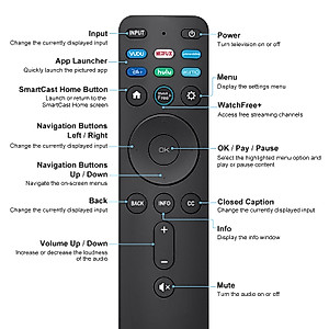 Universal Remote XRT260 for All VIZIO Smart TV Smartcast 4K P-Series V-Series D-Series M-Series XRT136 XRT140 XRT270 Remote Control Replacement