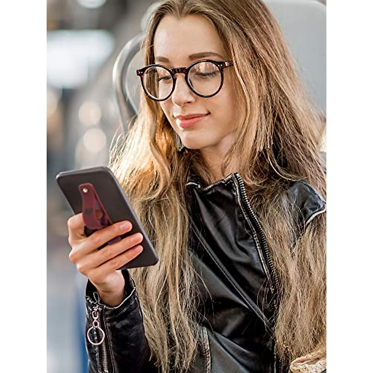 Weewooday 9 Pieces Phone Grip Holder Telescopic Finger Strap Phone Bracket Portable Phone Grips Band with Heart Pattern, Loop Finger Kickstand for Universal Cell Phones (Soft Colors)