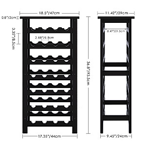SMIBUY Bamboo Wine Rack, 28 Bottles Display Holder with Table Top, 7-Tier Free Standing Storage Shelves for Kitchen, Pantry, Cellar, Bar (Black)